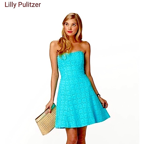 Lilly Pulitzer | Dresses | Nwt Lilly Pulitzer Blue Strapless Vicki ...